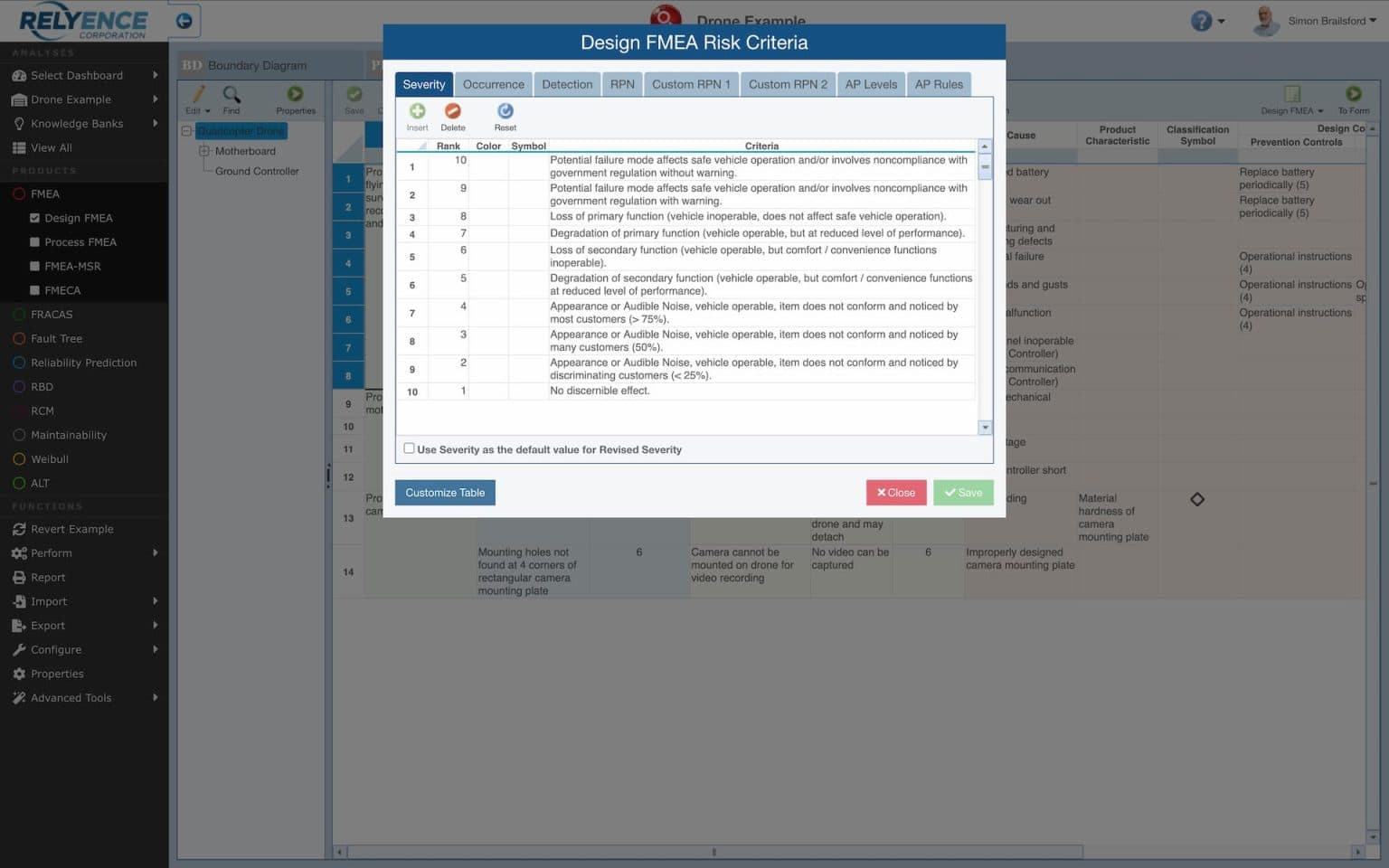 Relyence DFMEA Software | Browser-Based Design FMEA Tool